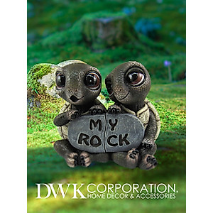 DWK - Rock Solid Love - Adorable Romantic Turtle Couple Two-Piece Figurine Best Friends Lovers Collectible Valentine's Day Gifts Office Desk Statue Home Decor Patio Garden Accent, 5.5-inch