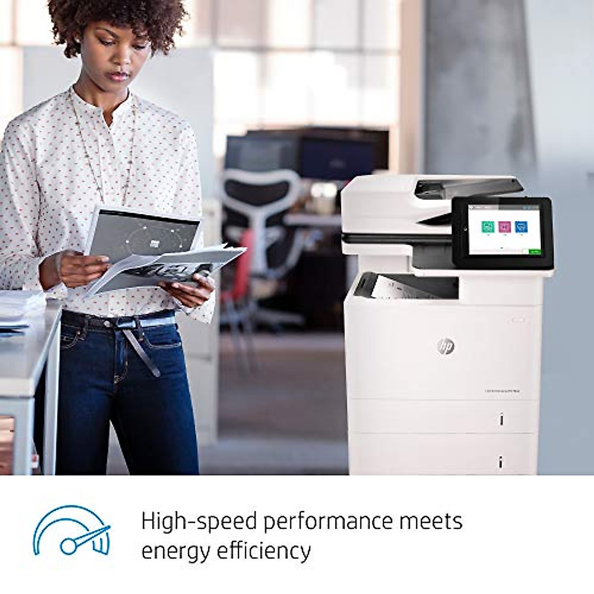 HP LaserJet Enterprise MFP M635fht Monochrome All-in-One Printer with built-in Ethernet, 2-sided printing, extra paper tray & wheeled stand (7PS98A)