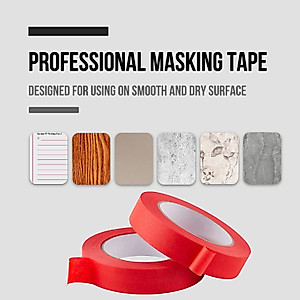 Lichamp 4 Pack Red Painters Tape 1 inch, Red Masking Tape 1 inch x 55 Yards x 4 Rolls (220 Total Yards)