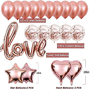 Valentines Day Decorations, 40 Inch Rose Gold Love Balloons Kit – Pack of 20 | Rose Gold Valentines-Day Party Supplies, Heart Shaped and Latex Balloon kit | Wedding, Bridal Shower Decorations