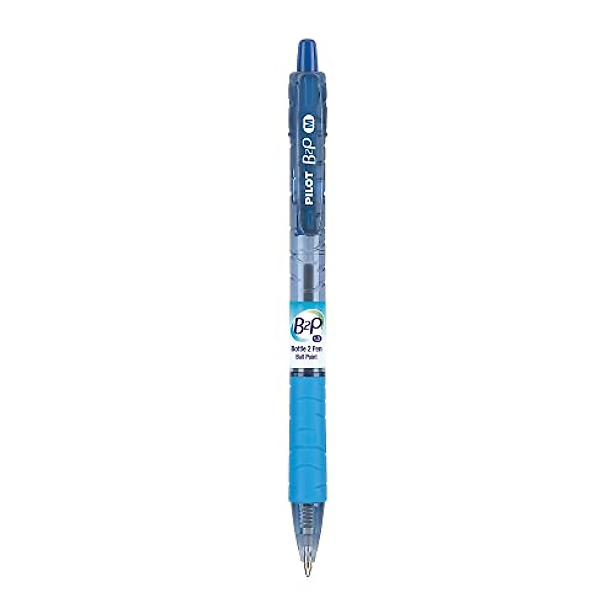 Pilot® B2P "Bottle To Pen" Retractable Ballpoint Pens, Medium Point, 1.0 mm, 86% Recycled, Translucent Blue Barrels, Blue Ink, Pack Of 12