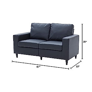 DNYN Convertible Sleeper Futon Sofa with 2 Pillows, Velvet Tufted Couch w/Metal Legs and Adjustable Backrest, for Apartment Office Small Space Living Room Furniture, Black