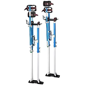 WeChef 50-64 inch Pro inch Drywall Stilts Height Adjustable Lifts Aluminum Tool Non slip for Cleaning Painting Pruning Branches Blue