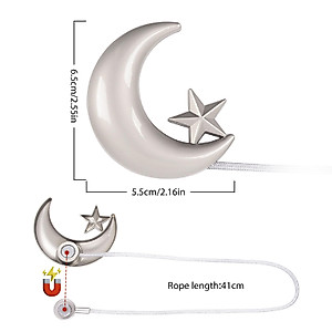 Curtain Tiebacks, 2 Pack Magnetic Curtain Tiebacks Star Moon Curtain tie Back Curtain holdbacks Magnetic Curtain Clips Curtain tie Backs Curtain Clips Holder for Window Draperies Hold Curtains Drape