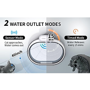 uahpet Cat Water Fountain Stainless Steel, Wireless Battery Operated Cat Fountain, 67oz/2L Pet Water Fountain, Automatic Water Dispenser for Cats Dogs, Dishwasher Safe Cat Fountain