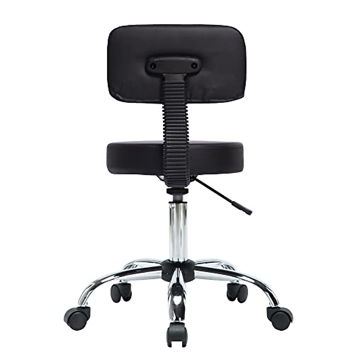 Naomi Home Adjustable Rolling Stool with Wheels Professional Office Stool Height Adjustable with Ergonomic Tilting Backrest for Computer, Studio, Workshop, Office, Home Office Black