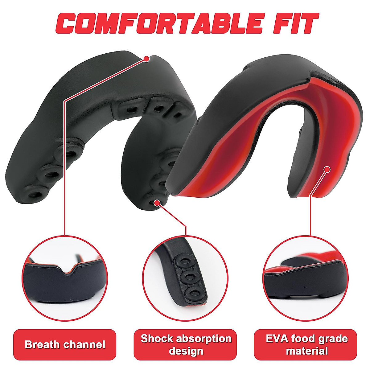 MENOLY Youth Mouth Guard - 5 Packs Football Mouth Guard, BPA Free Mouth Guard with Portable Case, Mouth Guard Sports for Boxing, Basketball, Lacrosse, MMA, Hockey, Wrestling, Soccer