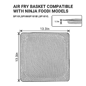 Replacement Air Fryer Basket for Ninja Foodi SP101 Air Fry Oven, Stainless Steel Air Fryer Accessories for Ninja Foodi SP100, SP101B1, SP101C (for SP100 Series)