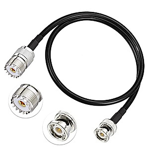 Eightwood UHF Female SO239 to BNC Male Adapter Antenna Jumper Cable RG58 1.6 Feet for Handheld CB Radio, Amateur Radio, Ham Radio, Radio Scanner