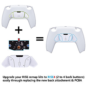 Turn RISE to RISE4 Kit – Redesigned Solid White K1 K2 K3 K4 Back Buttons Housing & Remap PCB Board for PS5 Controller eXtremeRate RISE & RISE4 Remap kit - Controller & Other Accessories NOT Included