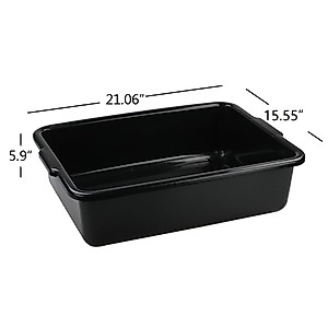 Parlynies 4-Pack 25 L Commercial Bus Box/Tote Box, Plastic Utility Bus Tub, Black
