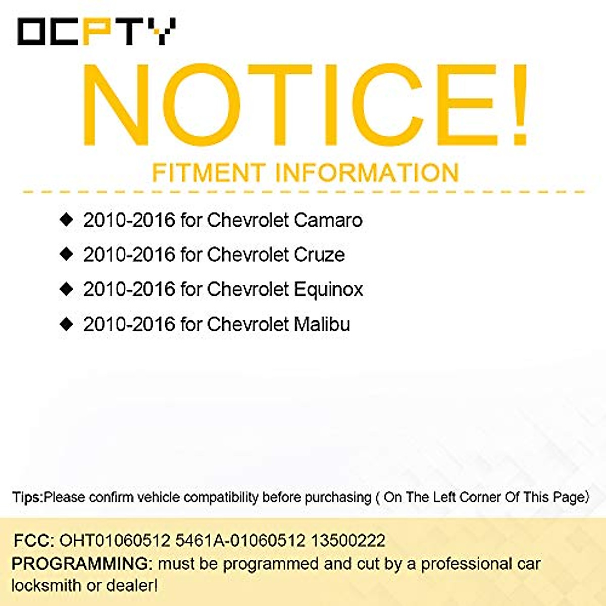 OCPTY 2 X Flip Key Entry Remote Control Key Fob Replacement for Chevy for Camaro 2010-2016 for Chevy for Cruze 2010-2016 for Chevy for Equinox 2010-2016 for Chevy for Malibu 5461A-01060512 4 Buttons