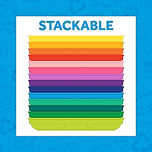 Re-Play Made in USA Large, Deep Walled Divided Plates for Kids, Set of 3 - Reusable 3 Compartment Plates, Dishwasher and Microwave Safe - 9" x 7.5" x 1.25" Divided Trays, True Blue