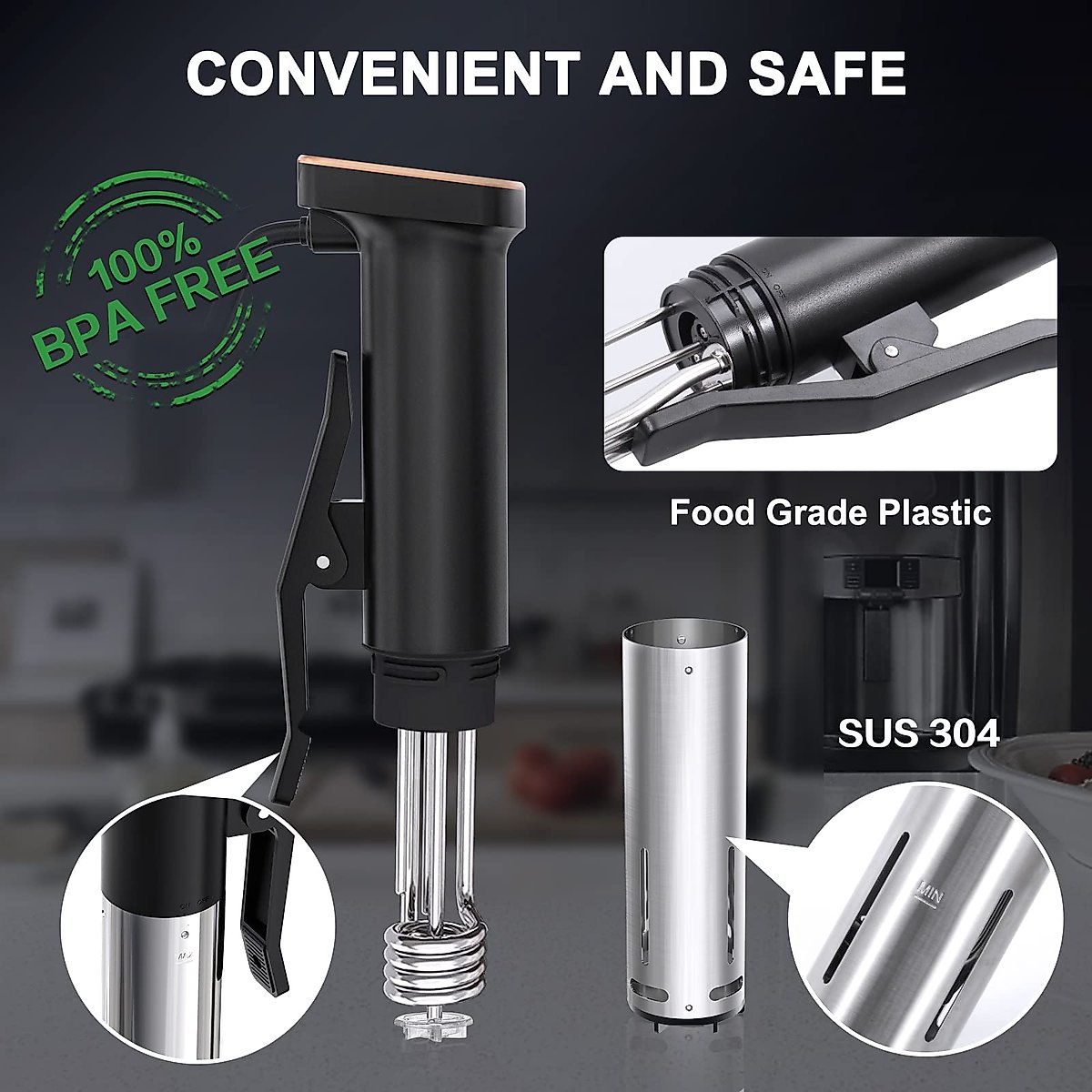 Sous Vide Cooker, Wifi Sous Vide Machine Cooker,IPX7 Waterproof, 1100W Fast-Heating Immersion Circulator with Recipes on APP,Accurate Temperature and Time Control, Low Noise