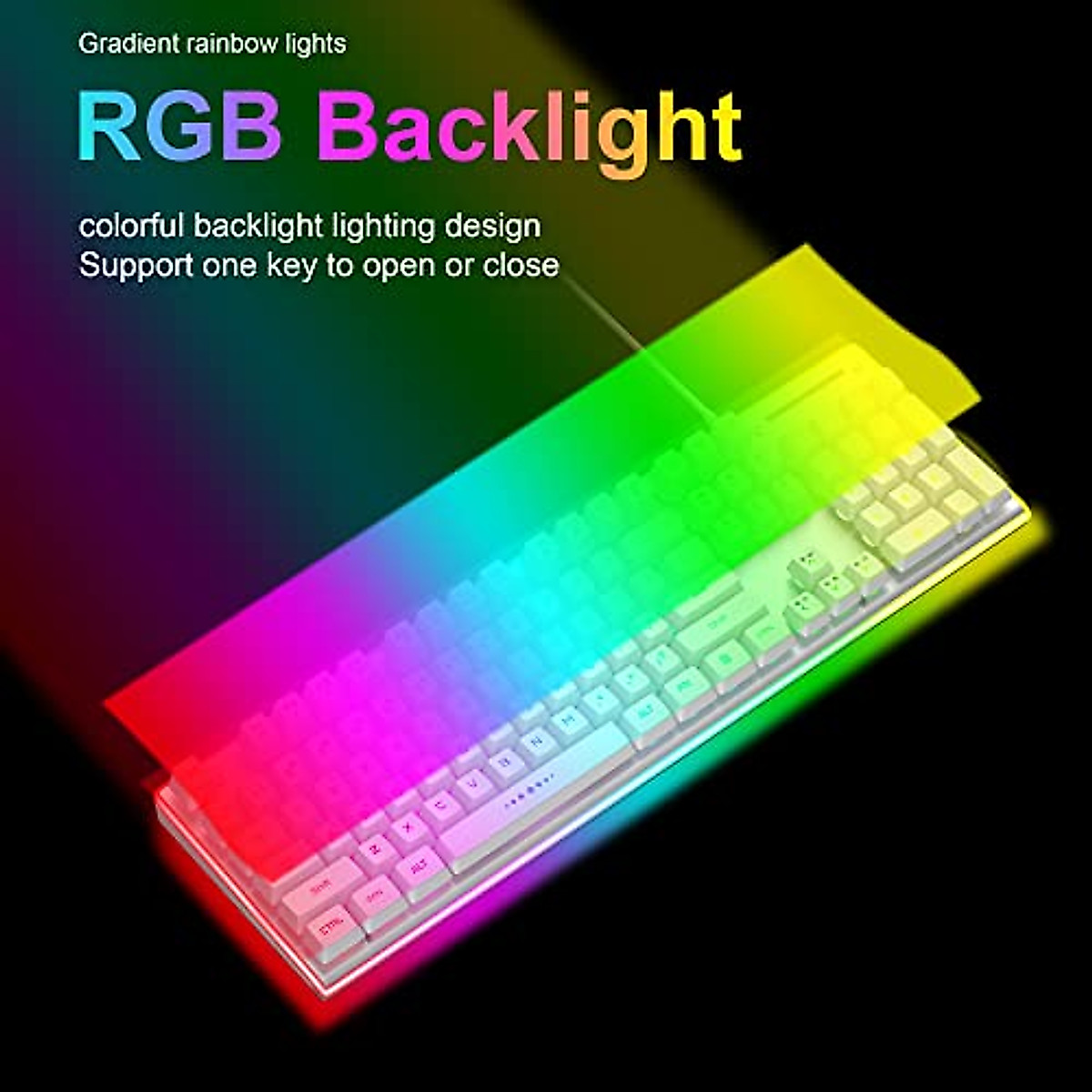 MageGee Gaming Keyboard and Mouse Combo, True RGB Backlit Membrane Office Keyboard, 104 Keys Aluminum Panel USB Quiet Wired Keyboard for Windows Laptop PC - White/Silver