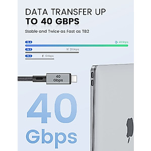 PDTXCLS Renkchip Thunderbolt 4 Cable, 3.28FT, Supports 8K Display/40Gbps Data Transfer and 120W Power Charging,for MacBook, iPad Pro and Other Type-C Devices
