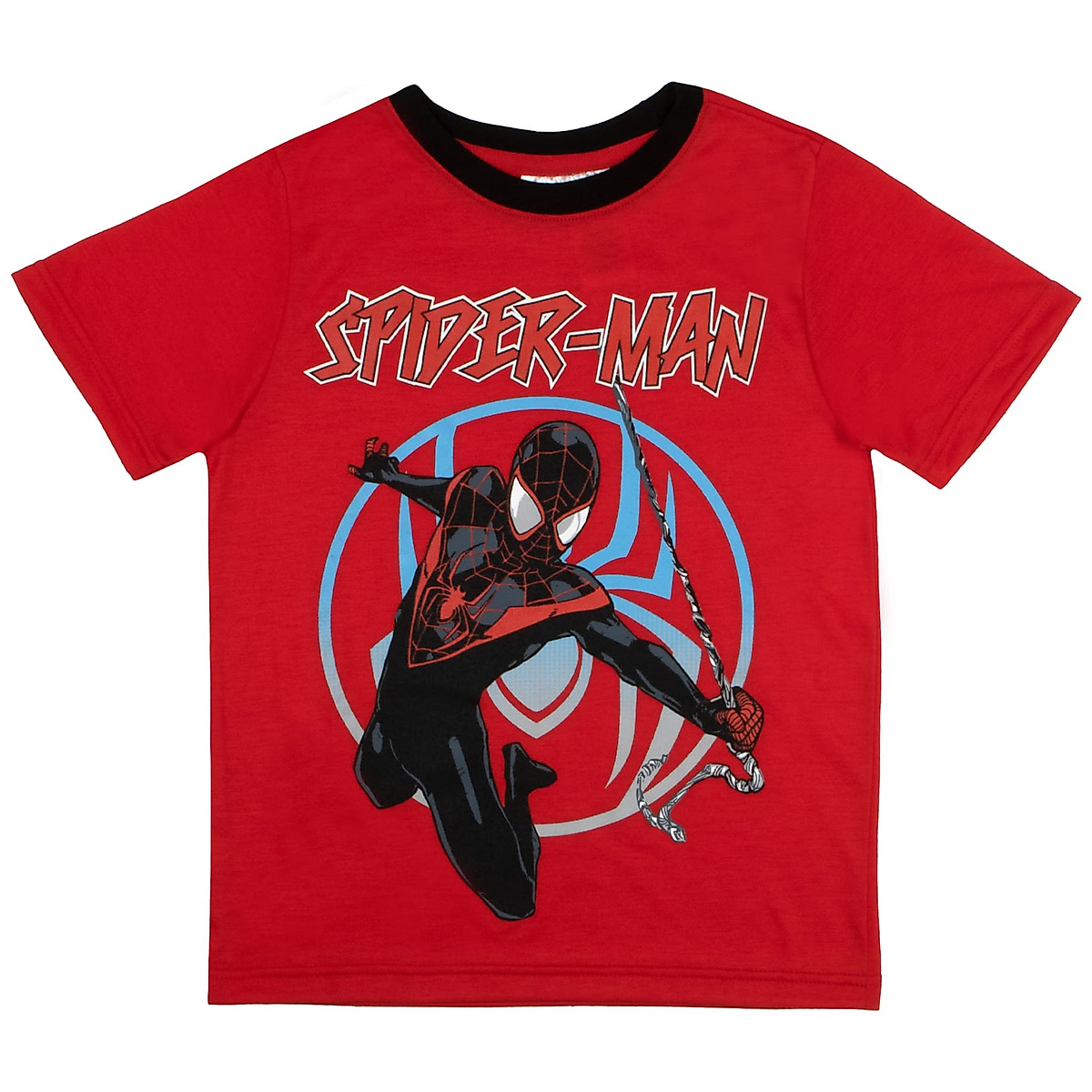 Marvel Avengers Boys Superhero Short Sleeve T-Shirt, Tank Top and Mesh Shorts Set (Miles Morales, 4)