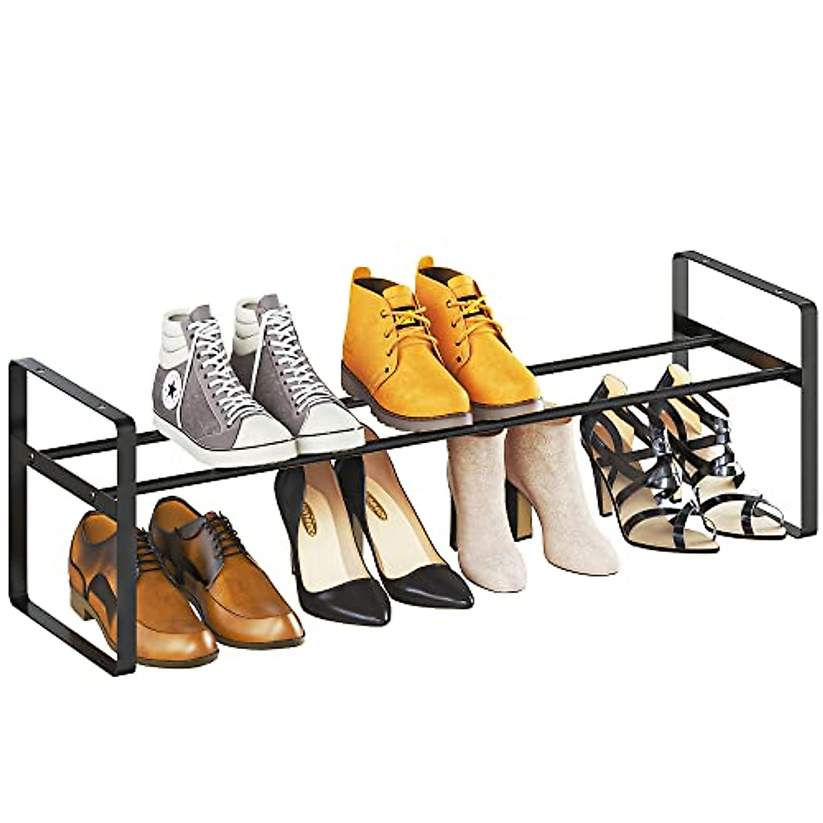 V.C.Formark 1 Tier Shoe Rack, 100% Stainless Steel Shoe Organizer Shelf , 8 Pairs Shoe Shelves for Closet, Entryway, Room, Garage - 31.9’’W x 9.9’’D x 9.9’’H(Black)