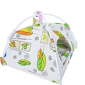 Bird Hammock Tent Nest Parrot Hanging Hut Conure House Parakeet Sleeping Bed Cute Toy Gift Small Animal Squirrel Ferret Habibat (White, Large)