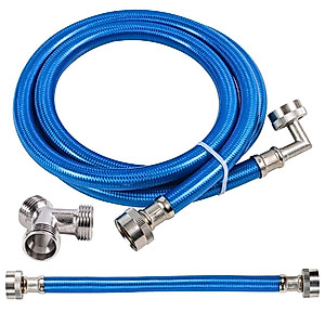 Steam Dryer Hose Install Kit (6 FT) - 3-Layer PVC Coated Stainless Steel - Burst Proof - Universal Fit to All Steam Dryer Brands - Includes 90 Degree Elbow, 1 Foot Inlet and Y Connector