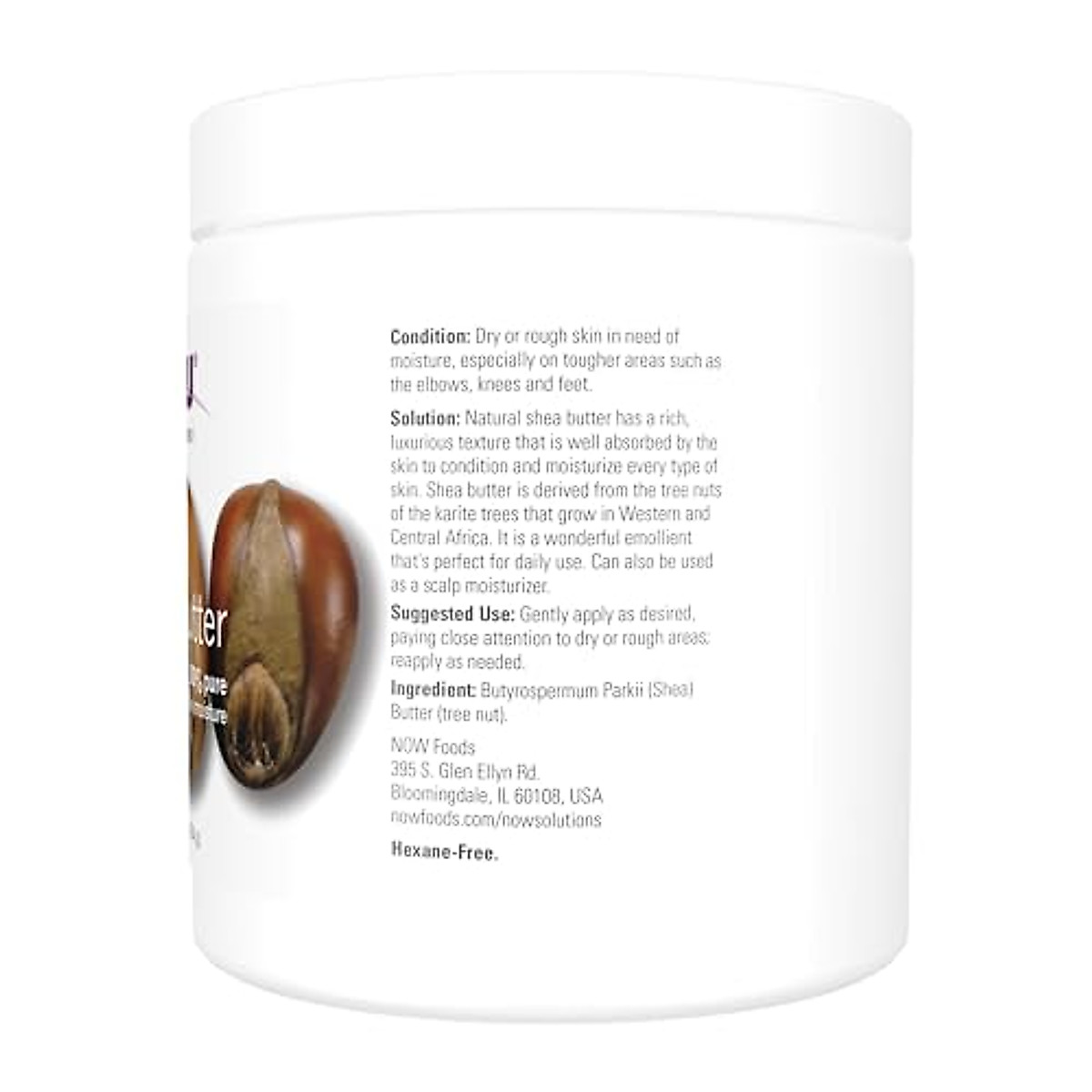 NOW Foods Solutions, Shea Butter, Skin Emollient, Seals in Moisture for Dry Rough Skin, 16-Ounce