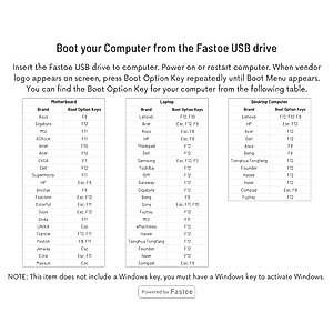 Fastoe Bootable USB Flash Drive for Windows 10, Bootable USB Install & Upgrade for Windows 10 Pro 32/64 Bit