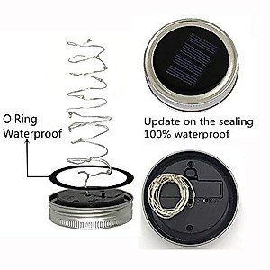 Cynzia 30LED Solar Mason Jar Lights, 8 Pack Jar Lid String Lights (No Jars), Waterproof Fairy Firefly Light for Garden, Patio, Outdoor, Yard, Lawn Decor(Cool White)