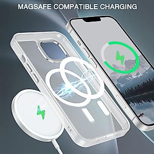 BENTOBEN Magnetic for iPhone 13 Case & iPhone 14 Case [Compatible with Magsafe] Translucent Matte Phone Case iPhone 13/14 Slim Shockproof Women Men Protective Cover for iPhone 13/14 6.1", White