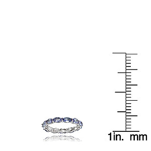 Ice Gems Sterling Silver Tanzanite 5x3mm Oval-cut Eternity Band Ring, Size 9