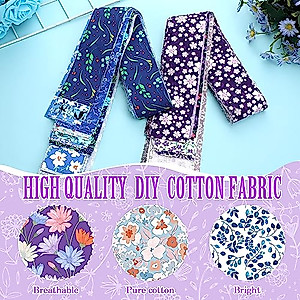 80 Pcs Cotton Fabric Roll up Fabric Strips Bundle Quilting Fabric Precut Roll for Quilting Cloth Patchwork Sewing Craft Blanket Rug Purse Making (Floral Style)