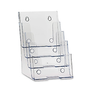 Dazzling Displays Clear Acrylic 4-Tier Brochure Holder for 6"W x 9"H - Half-Page Material (1)