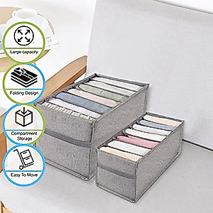 3PCS Washable Wardrobe Clothes Organizer, Foldable Drawer Organizer For Jeans, Pants, Leggings, T-Shirts, Skirts, Socks, Kid (SET OF 3,7&7&9 GRIDS), Grey, LS-C211203