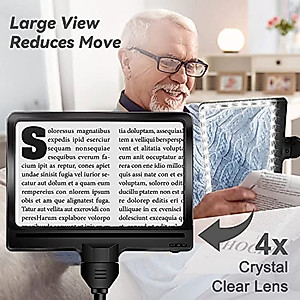 4X Magnifying Glass with Light and Stand, 36 LED Flexible Gooseneck Magnifying Desk Lamp, Ajustable Brightness Detachable Large Page Magnifier for Reading, Sewing, Crafts, Painting, DIY & Close Work