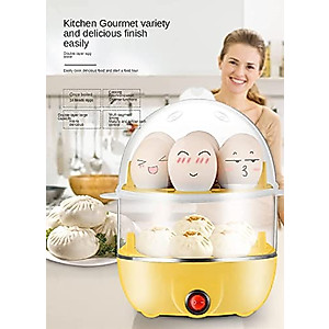 YANPHCE Double structured egg steamer Electric Egg Boiler Cooker Hard Boiled Egg Cooker (Yellow)