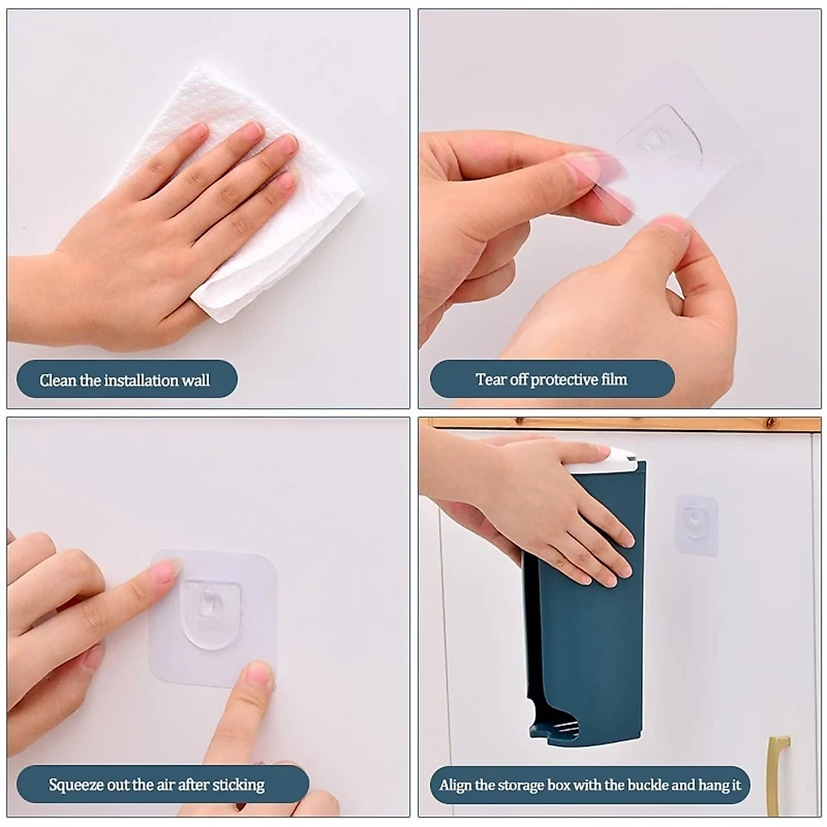 Grocery Bag Holder Wall Mount, Kitchen Adhesive Plastic Bags Dispenser Trash Bags Garbage Bags Organizer Hanging Over Cabinet Door(Blue)