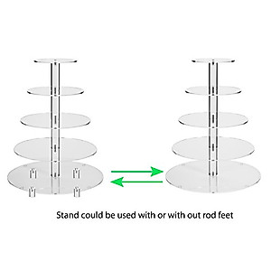 Jusalpha 5 Tier Round Acrylic Cupcake Stand-Cake Stand-Dessert Stand, Cupcake Tower 5RFs (5 Tier with Base)