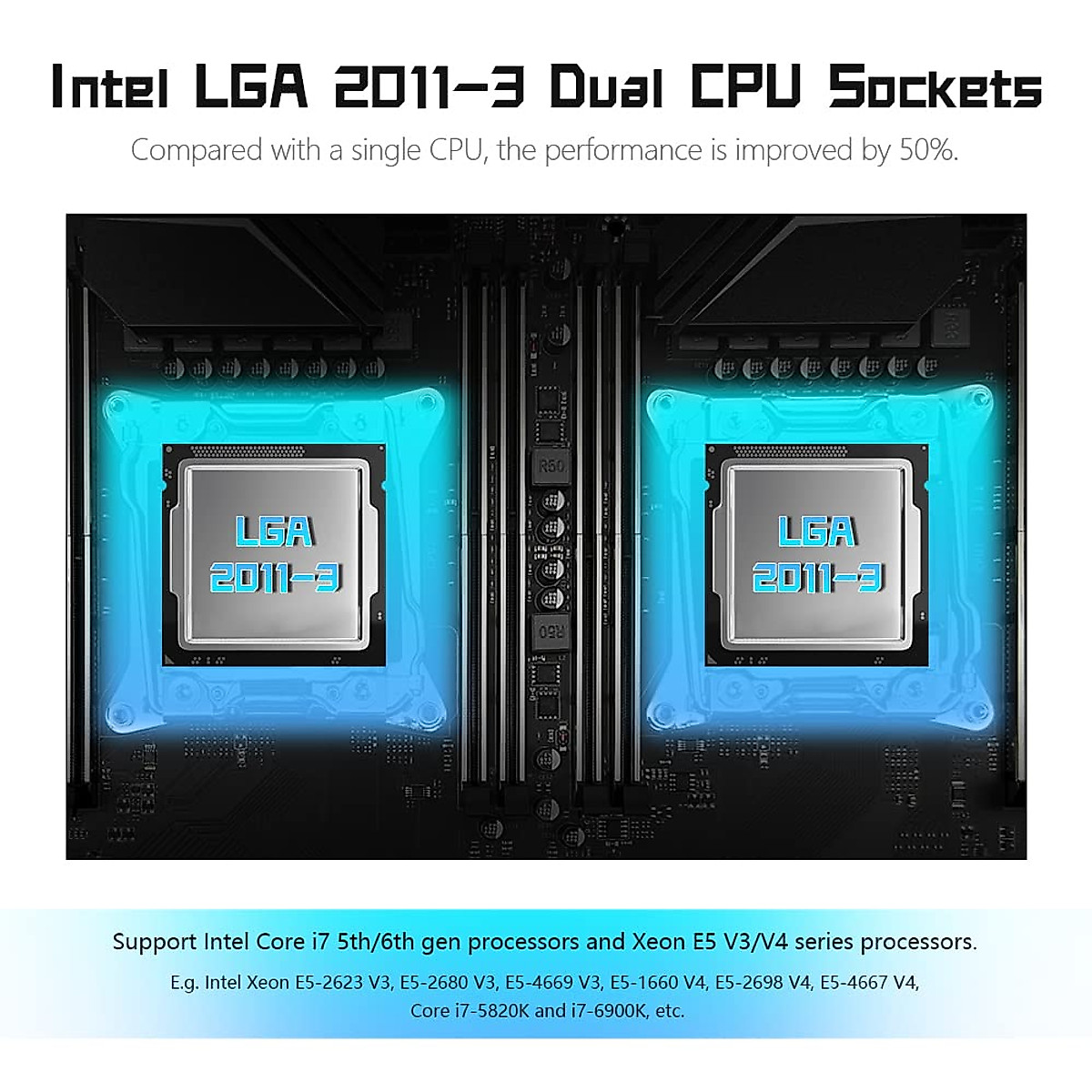 MACHINIST X99 Dual CPU Motherboard, LGA 2011-V3 Computer Server Motherboards (Intel i7 5th/6th Gen, PCIe 3.0, DDR4, Dual LAN, Dual M.2, SATA 6Gb/s, E-ATX) for Intel XEON E5 V3/V4 Series Max 256G