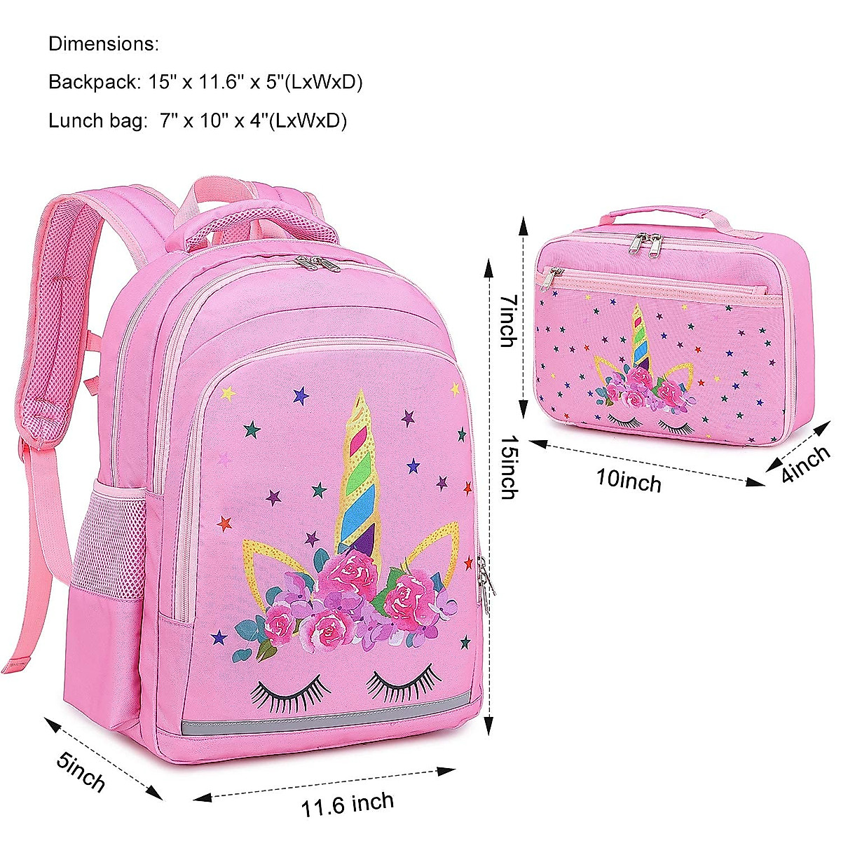 LEDAOU Kids School Backpack with Lunch Box for Girls Bookbag School Bag Preschool Kindergarten Toddler Backpack Tie Dye (Gradient Blue Purple-Cosmos)