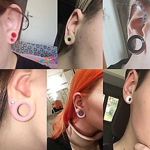 Jewseen 20PCS Soft Silicone Ear Gauges Flesh Tunnels Plugs Stretchers Expander Double Flared Flesh Tunnels Ear Piercing Jewelry