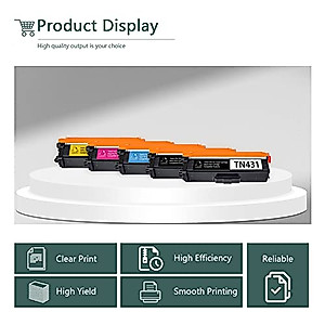 TN-431 Compatible TN431 Toner Cartridge ALUMUINK Replacement for Brother TN431BK TN431C TN431Y TN-431M for Brother TN431 HL-L8260CDW L8360CDW DCP-L8410CDW Printer (5-Pack, 2BK+1C+1Y+1M )