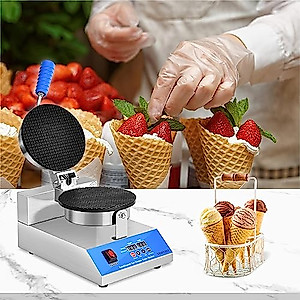 YOOYIST Commercial Ice Cream Cone Maker Waffle Cone Iron Machine LED Temperature Control For Restauant Bakery Non Stick Heavy Duty