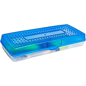 Storex Stretch Pencil Box, 5.6 x 13.4 x 2.52 Inches, Blue, Case of 12 (61467U12C)
