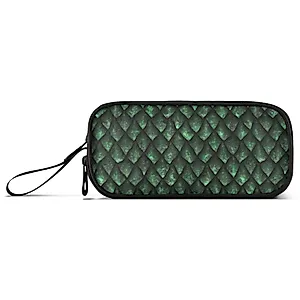 Fisyme 3d Green Dragon Scale Pencil Case Large Capacity Pen Box Makeup Pouch Holder Organizer Stationery Bag for School Office College