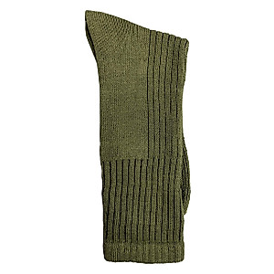 Yacht & Smith 6 Pairs Of Mens Military Grade Thick Padded Terry Lined Cotton Socks, Ribbed, Dry Wicking, Heavy Duty Crew Sock Green