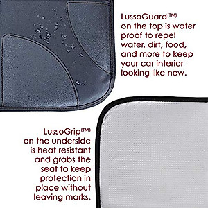 Lusso Gear Two Pack of Car Seat Protector (Gray) + Two Pack of Heavy Duty Kick Mats (Gray), Waterproof, Protects Fabric or Leather Seats, Premium Oxford Fabric, Travel Essentials