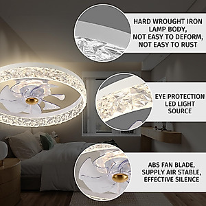 Feqwgny 2023 Upgraded Ceiling Fan 4111 White Ceiling Fans with Lights App & Remote Control, 6 Wind Speeds Modern Ceiling Fan, Timing & 3 Led Color Led Ceiling Fan for Bedroom, Small Room