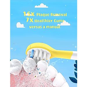 FOSOO Kids Electric Toothbrushes, Electric Toothbrush Kids Sonic Rechargeable 180 Days Battery Life,2 Modes with Memory,IPX7 Waterproof,2 Minutes Built-in Smart Timer for Ages 3+,4 Brush Heads (Pink)