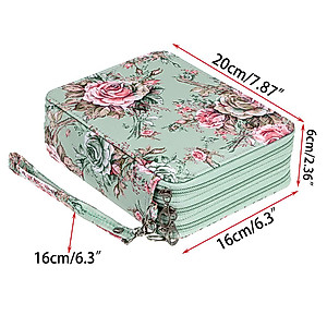 BTSKY Zippered Pencil Case-Canvas 72 Slots Handy Pencil Holders with Printing Pattern for Prismacolor Watercolor Pencils, Crayola Colored Pencils, Marco Pencils Rose