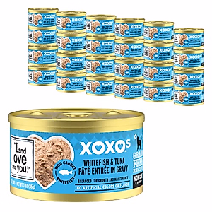 I AND LOVE AND YOU" XOXOs Canned Wet Cat Food, Whitefish and Tuna Pate, Grain Free, Real Meat, No Fillers, 3 oz Cans, Pack of 24 Cans