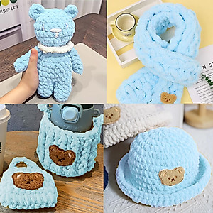 Chenille Chunky Yarn Arm Knitting Thick Bulky DIY for Knit Blanket Cushion Bed Sofa Home Decor (Light Blue, 2-Pack, 0.5kg/1.1 lb, 48 Yards)